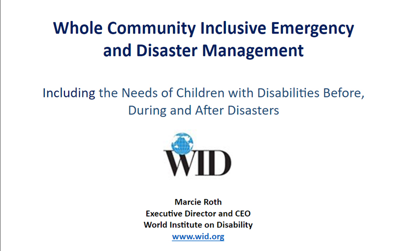 Whole Community Inclusive Emergency and Disaster Management